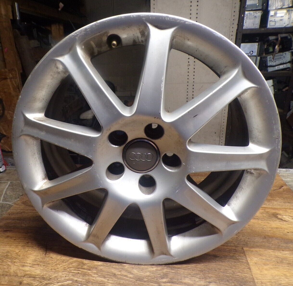 04-06 AUDI A6 WHEEL RIM STOCK 17x7-1/2 ALLOY 9 SPOKE EXPOSED LUG NUTS ...