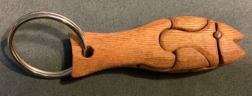 Unique Wooden FISH Key Chain Ring 3” Long | eBay