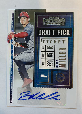 2020 Panini Contenders Baseball Bobby Miller Draft Pick Ticket Auto # ...
