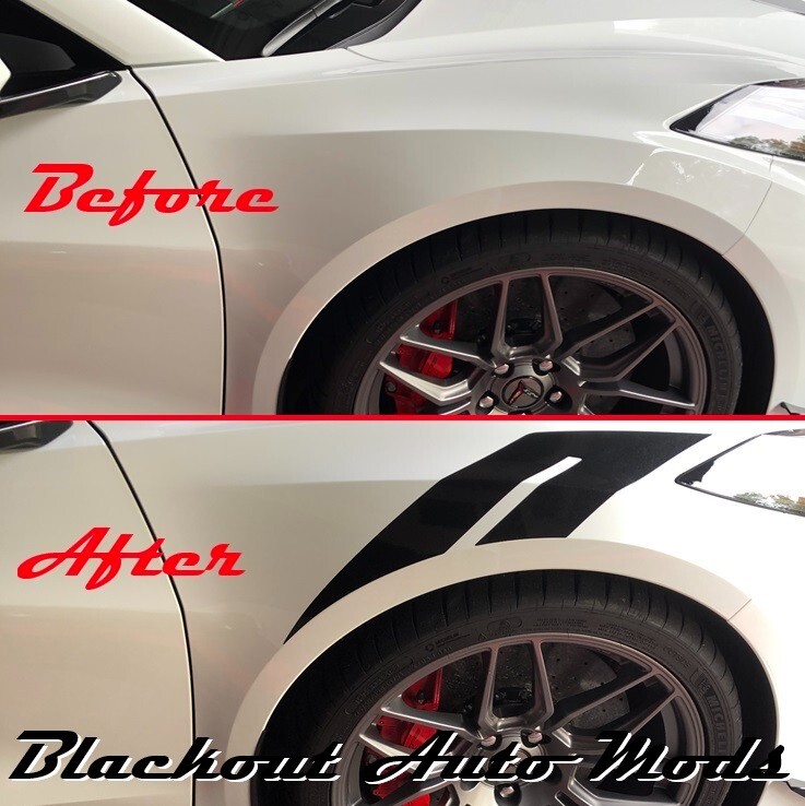 2023-2025 C8 Corvette Z06 Carbon Flash Fender Hash Stripe Decals Eray ...