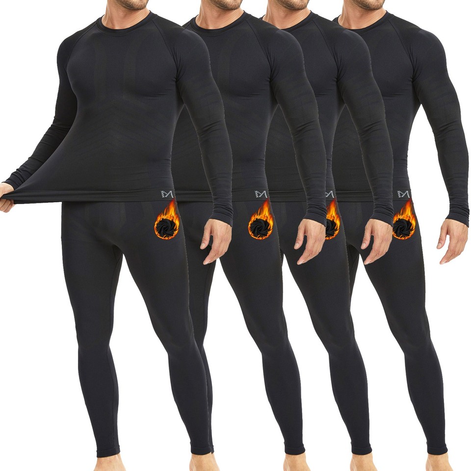 6pcs Long Johns Thermal Underwear Fleece Lined Base Layer Set Top ...