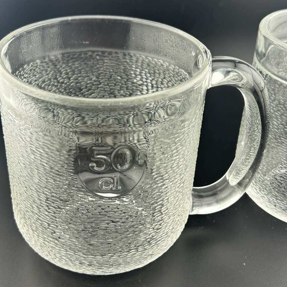 Iittala Krouvi Pair 50cl Textured Glass Beer Mug Oiva Toikka Finland ...
