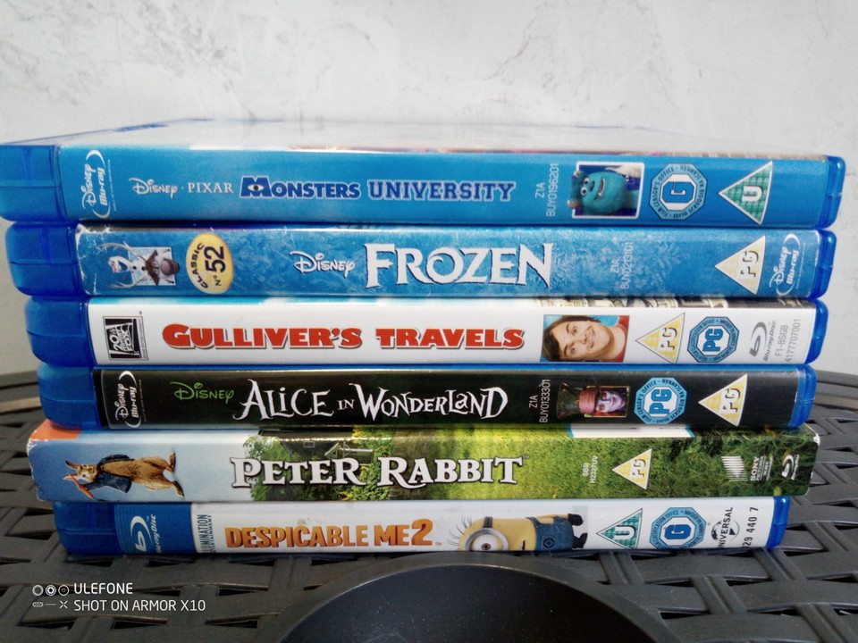 6 Kids Childs Blu Ray Film Bundle Frozen Despicable Me 2 Monsters Inc ...