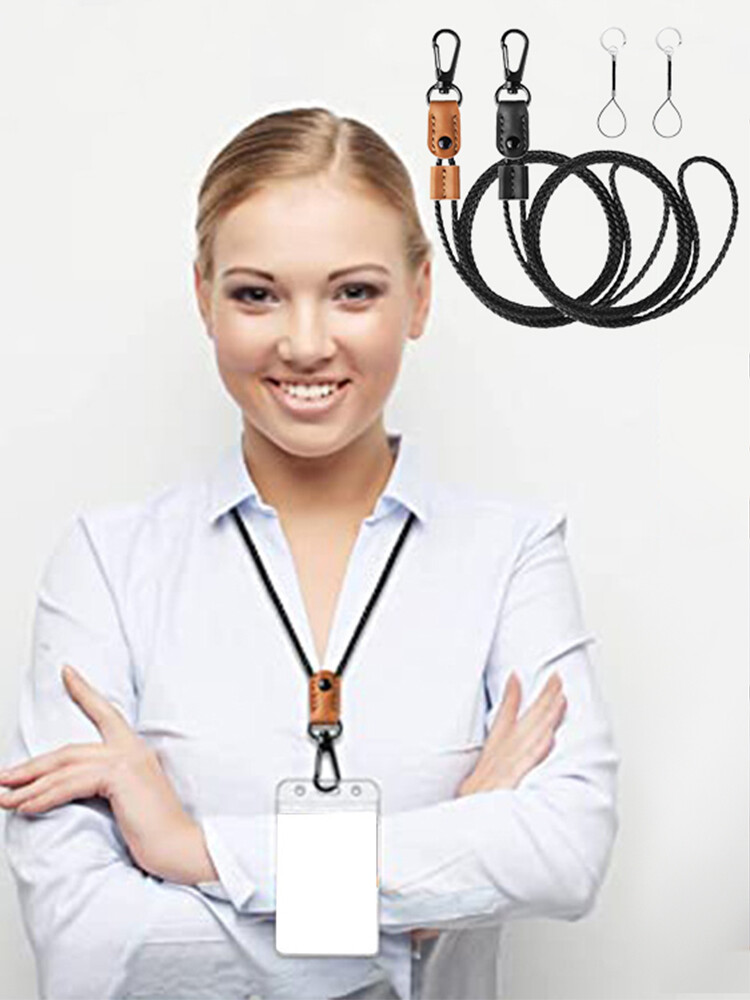 PU Leather Weave Phone Lanyard Universal Neck Strap Key Ring Badge ID ...