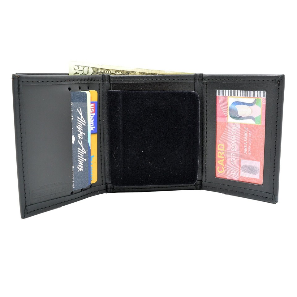 NY New York State Corrections Officer DOC Tri Fold Black Leather Badge ...