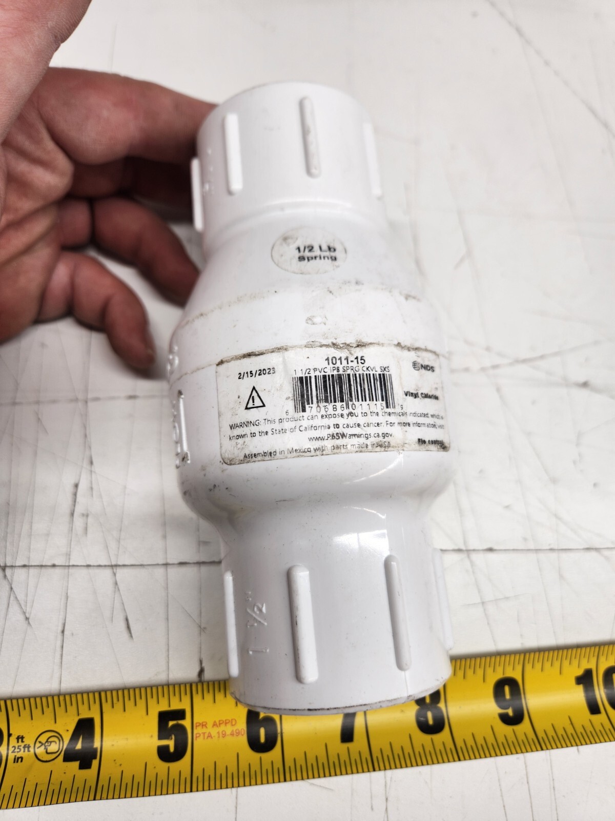 1-1/2" Slip PVC Spring Check Valve White Plastic Pool Socket 200 PSI ...