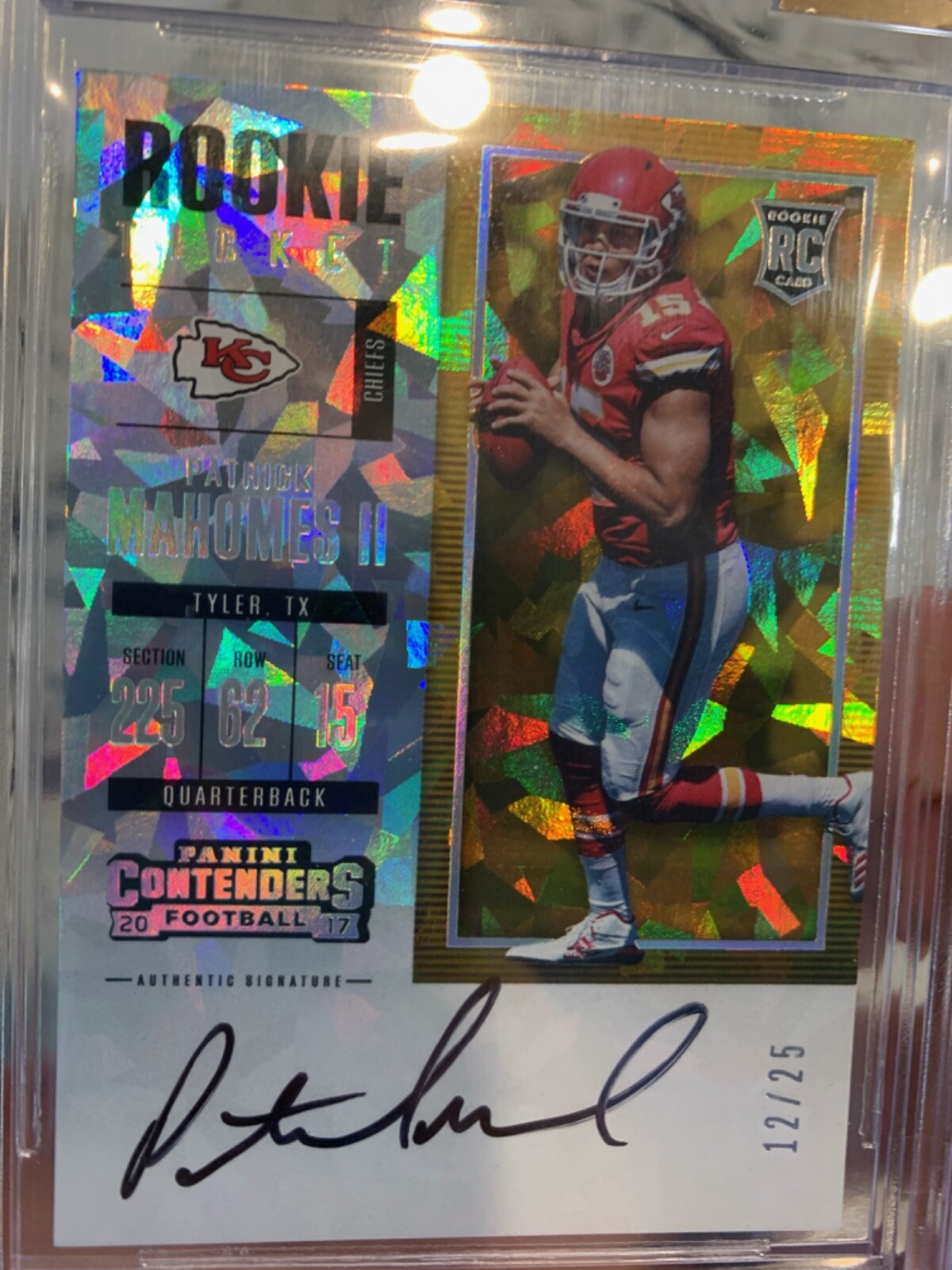 2017 Panini Contenders Patrick Mahomes CRACKED ICE/25 Rookie Auto RC ...