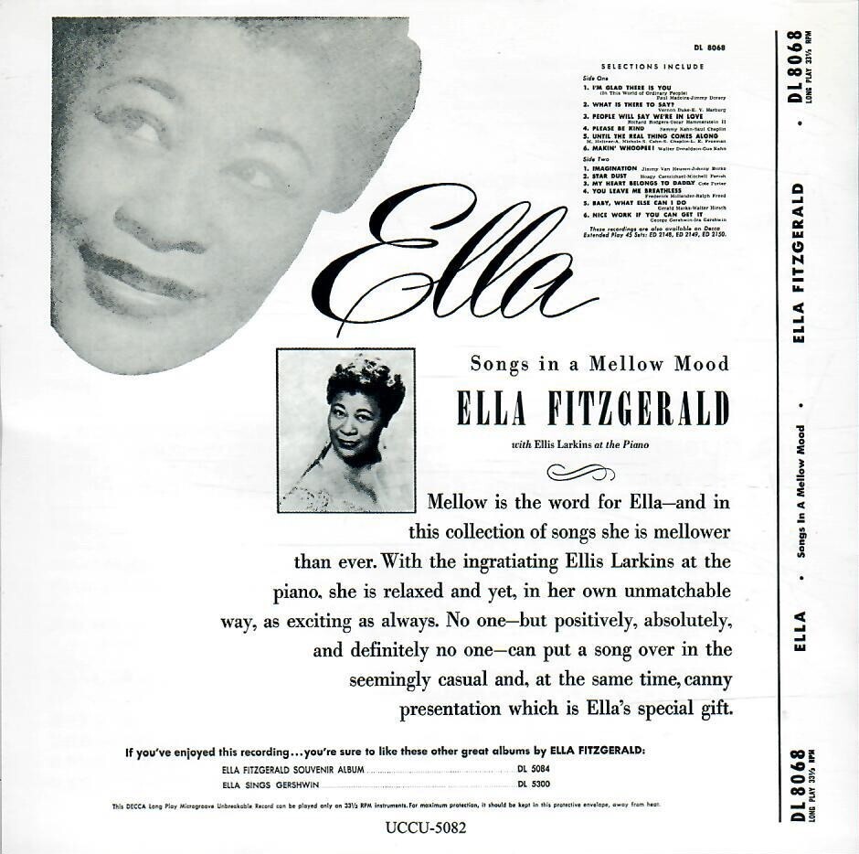 Ella Fitzgerald: "Songs in a mellow mood" - With Billy Larkins at the ...