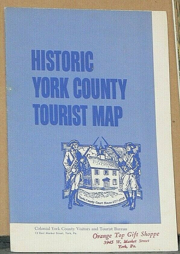 1962 Historic York County, Pennsylvania Tourist Map | eBay