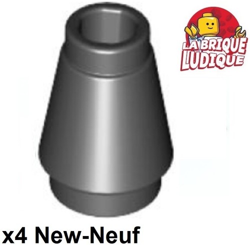 Lego 4x Cone 1x1 with Top Groove noir/black 4589b NEUF | eBay