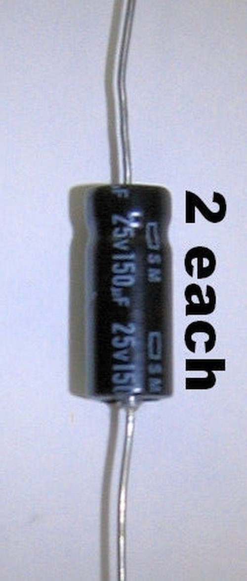 2 ea Capacitor 150uf 25V Axial Lead Electrolytic 150 uf ufd mf 25 V ...
