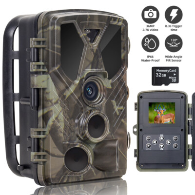 No Glow Trail Game Deer Camera 36MP 2.7K Video Motion Activated Night ...