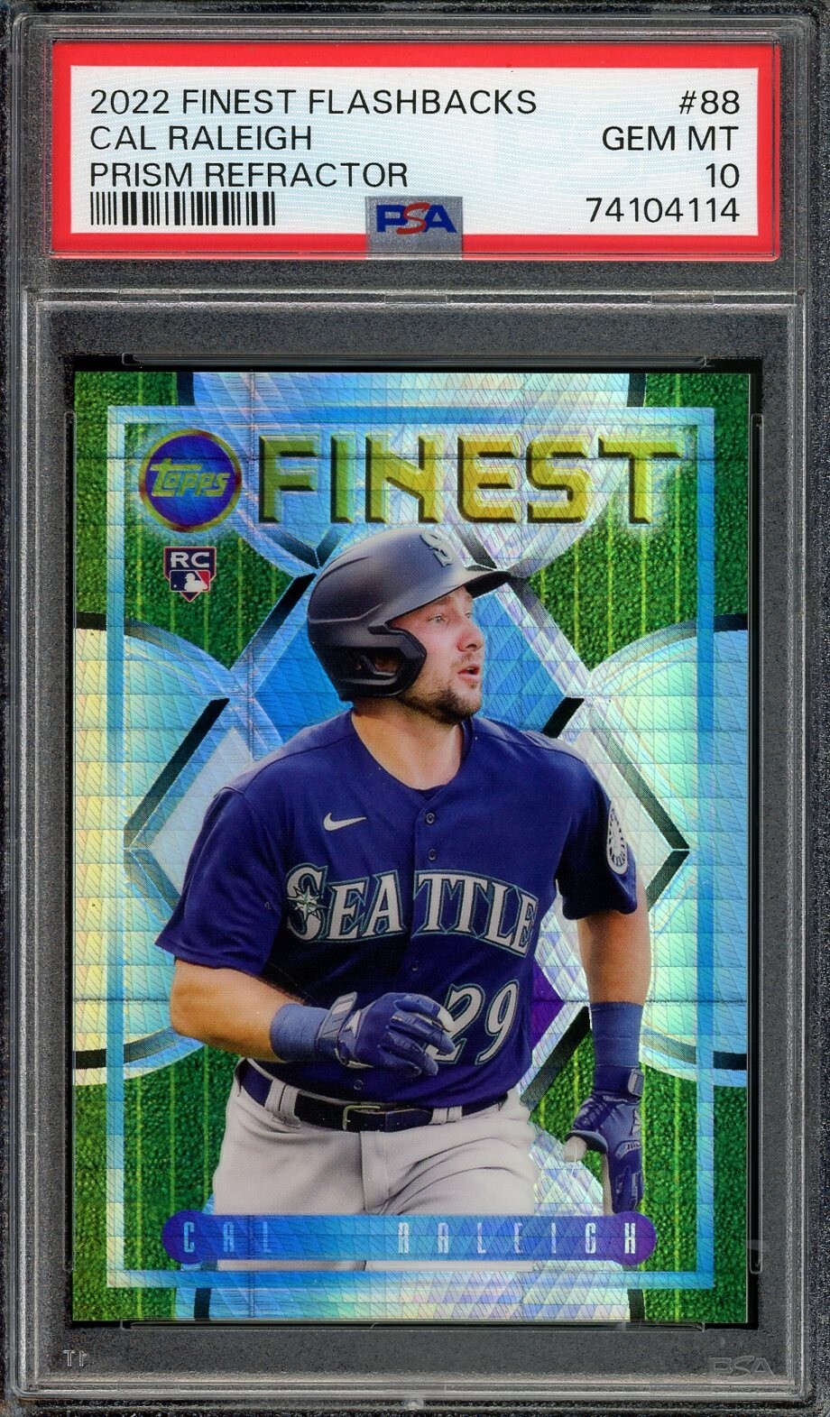 2022 Topps Finest Flashbacks - Prism Refractor #88 Cal Raleigh /35 (RC ...
