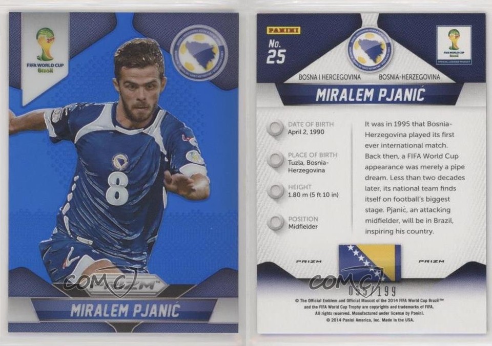 2014 Panini Prizm World Cup Blue 55/199 Miralem Pjanic Pjanić #25 05q7 ...