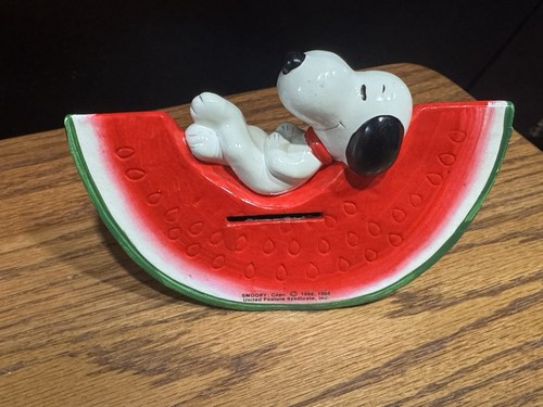 Vintage Snoopy On Watermelon Ceramic Bank. Peanuts, Japan. Piggy Bank ...