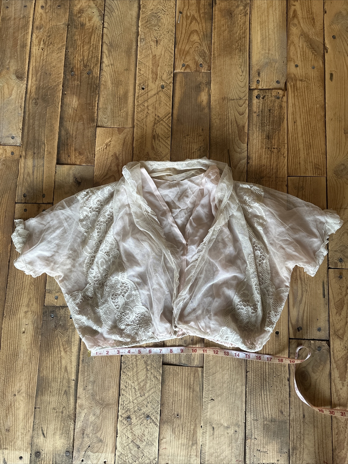 VICTORIAN BLOUSE Antique Lace Silk Bat Wing Original - Gem