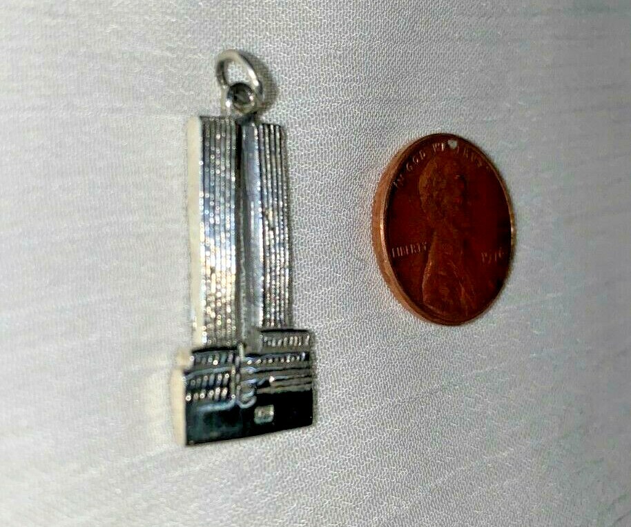Sterling Silver Twin Towers detailed charm, for bracelet or necklace | eBay