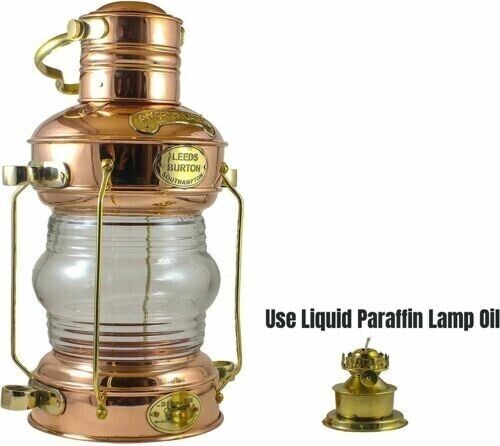 Antique Nautical Maritime Ship Lantern Brass & Copper Anchor Oil Lamp ...