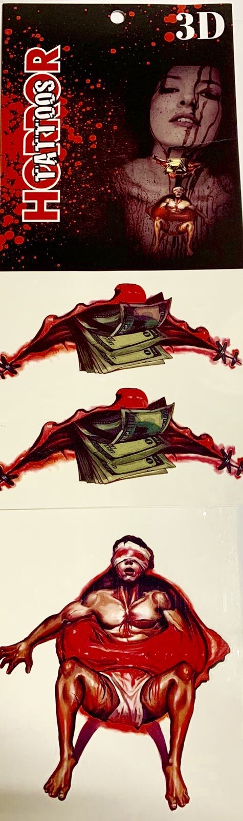 3D Horror Tattoo Set. Zombie Scars Halloween Fake Tattoos Gory | eBay