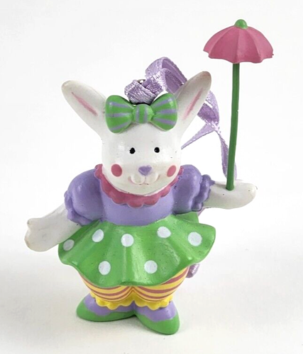 AVON Easter Bunny Clown 2" Ornament Parading Parasol With Original Box ...