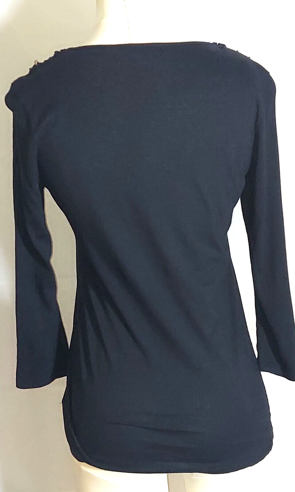 Gap Ruffle Pin Tuck Detail Black Knit Top Blouse Size S | eBay