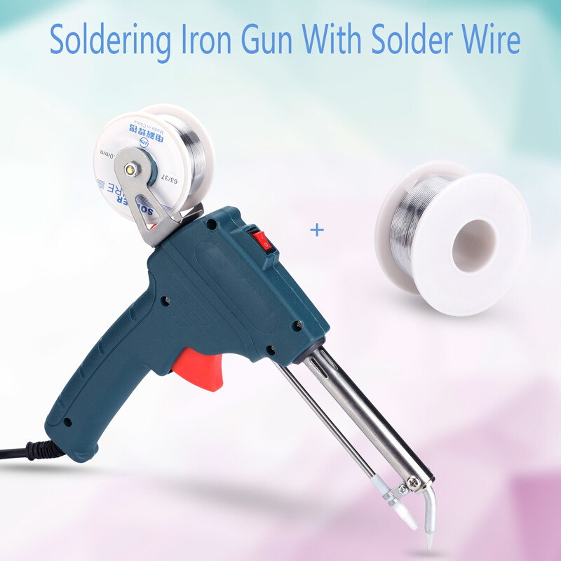 60W 110V Auto Electric Soldering Iron Gun With FLUX 2% Solder Wire Tin ...