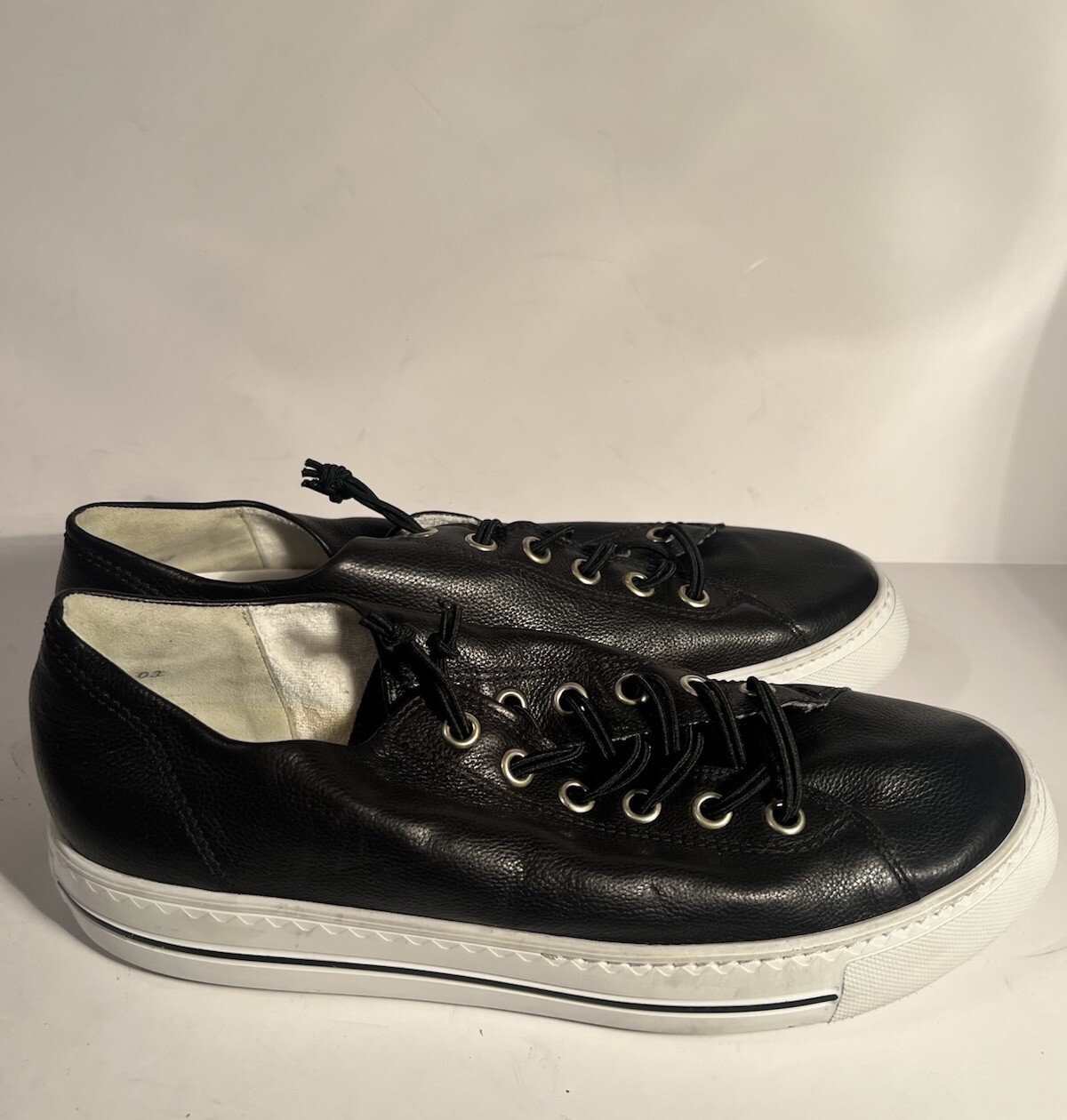 PAUL GREEN HADLEY BLACK PLATFORM LEATHER LACE-UP SNEA… - Gem