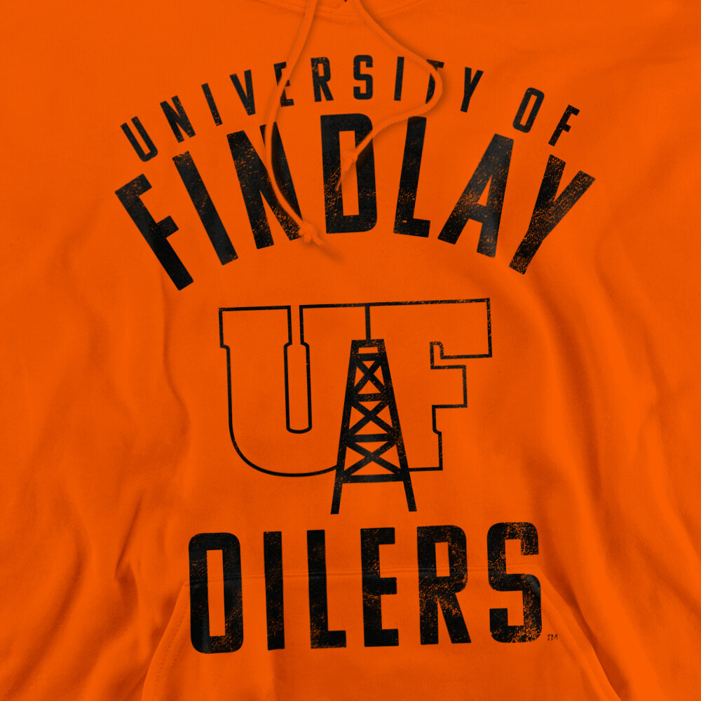 University Of Findlay Adult Pullover Hoodie Oilers Logo, Orange, S-3XL ...
