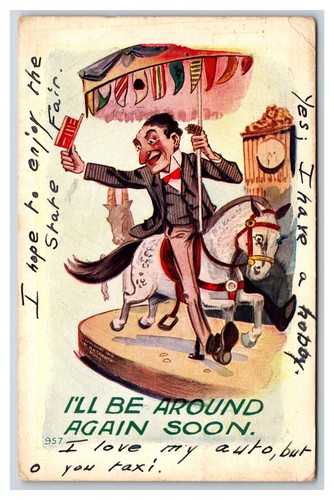 Comic Merry Go Round I'll Be Around Again Soon Embossed 1909 DB ...