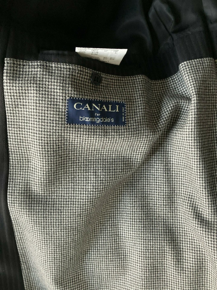 NEW CANALI Men's Wool Coat Overcoat 44R Insulated Black Tonal Stripe ...