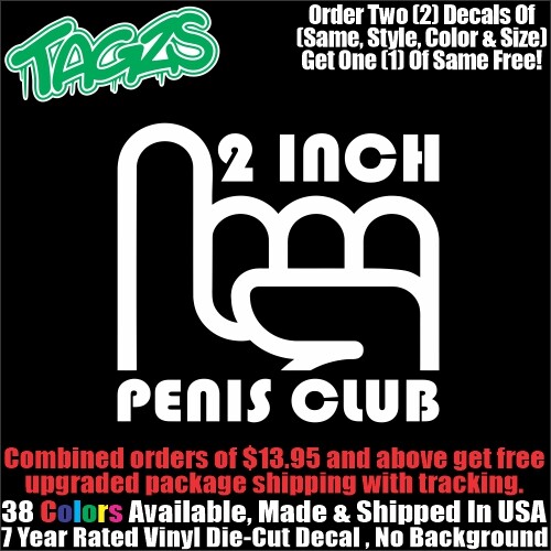 Two 2 Inch Penis Club Funny Diecut Vinyl Window Decal Sticker Car Truck