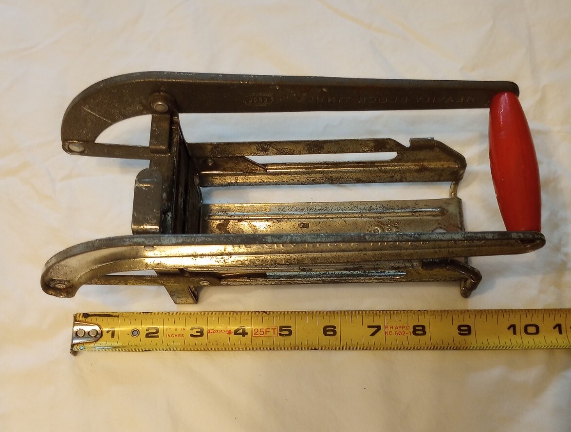 Vintage Ekco Table Top French Fry Potato Cutter Metal Red wood handle ...