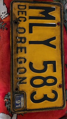 1991 (TAG) Oregon License Plate *MLY 583* Blue on yellow | eBay