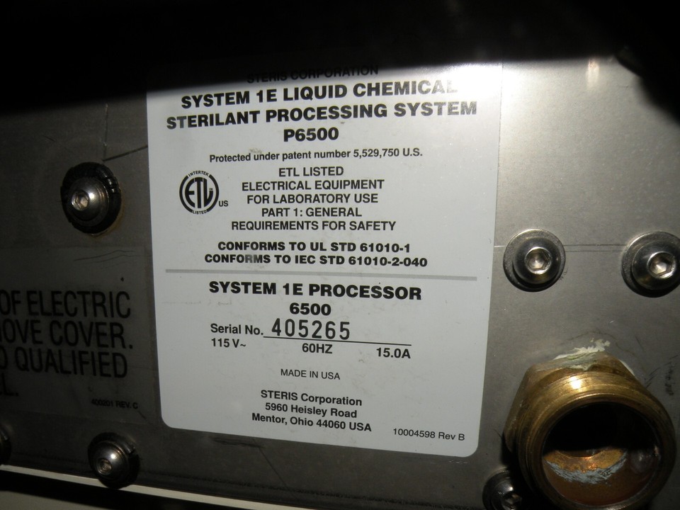 LOT OF 3 STERIS SYSTEM 1E LIQUID CHEMICAL STERILANT PROCESSING SYSTEM ...