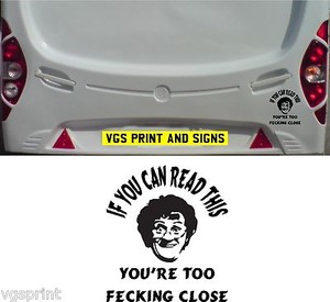 CARAVAN MOTORHOME FUNNY JOKE STICKER IF YOU CAN READ THIS YOUR TOO ...
