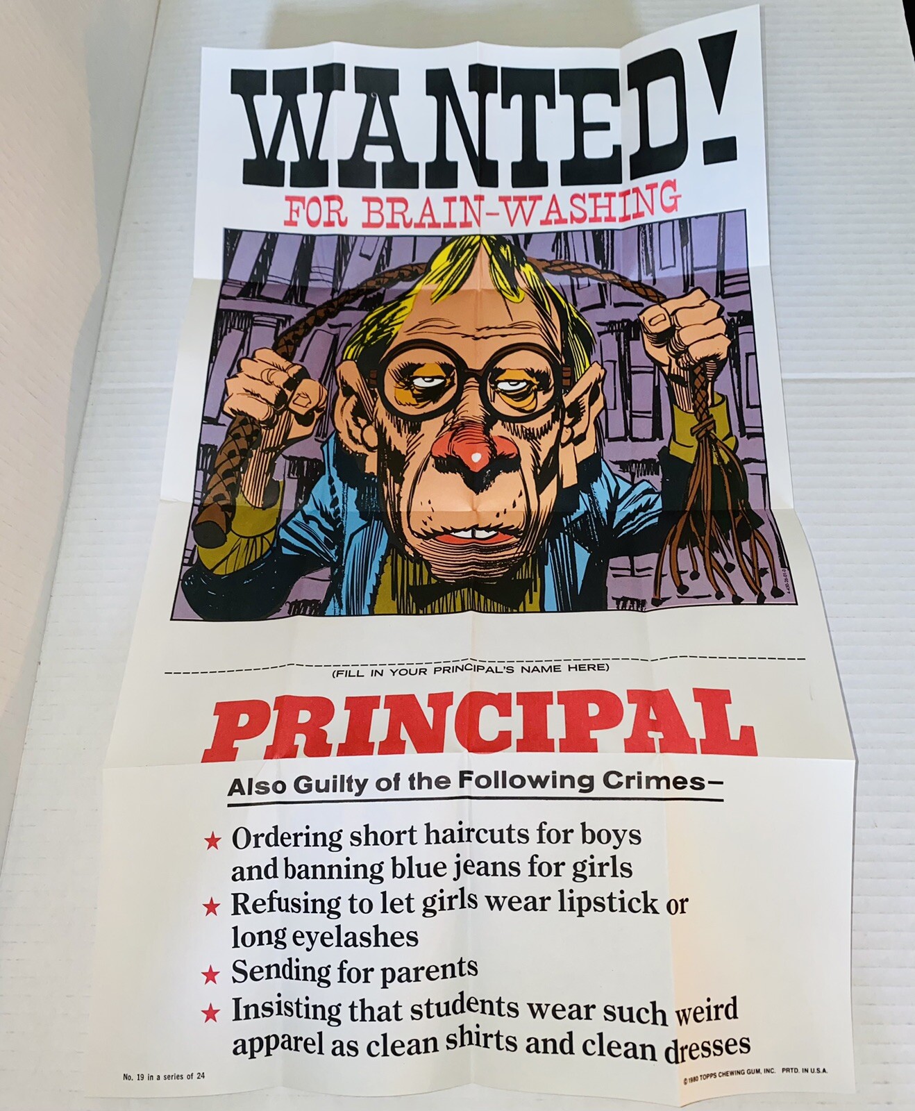 Vintage Topps Wanted Poster #19 PRINCIPAL 1980 | eBay