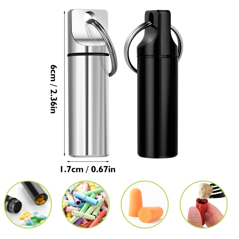 3Pcs Pill Keychain Holder, Pill Container Keychain Waterproof Pill ...