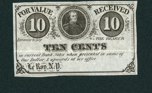 10 cents 1800's (XF) Le Roy, New York Obsolete Note ** PAPER CURRENCY ...