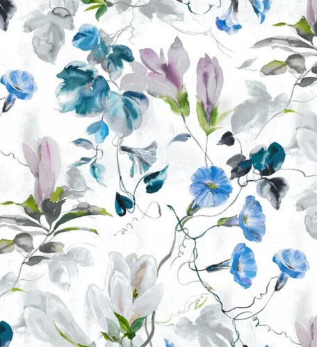 DESIGNERS GUILD CURTAIN FABRIC Japonese Magnolia 2.2 Metres COBALT 100% ...