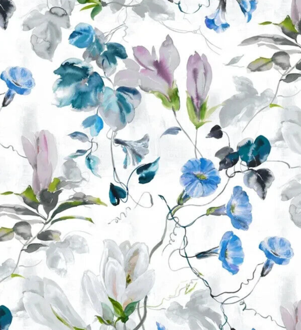 DESIGNERS GUILD CURTAIN FABRIC Japonese Magnolia 2.2 Metres COBALT 100% ...