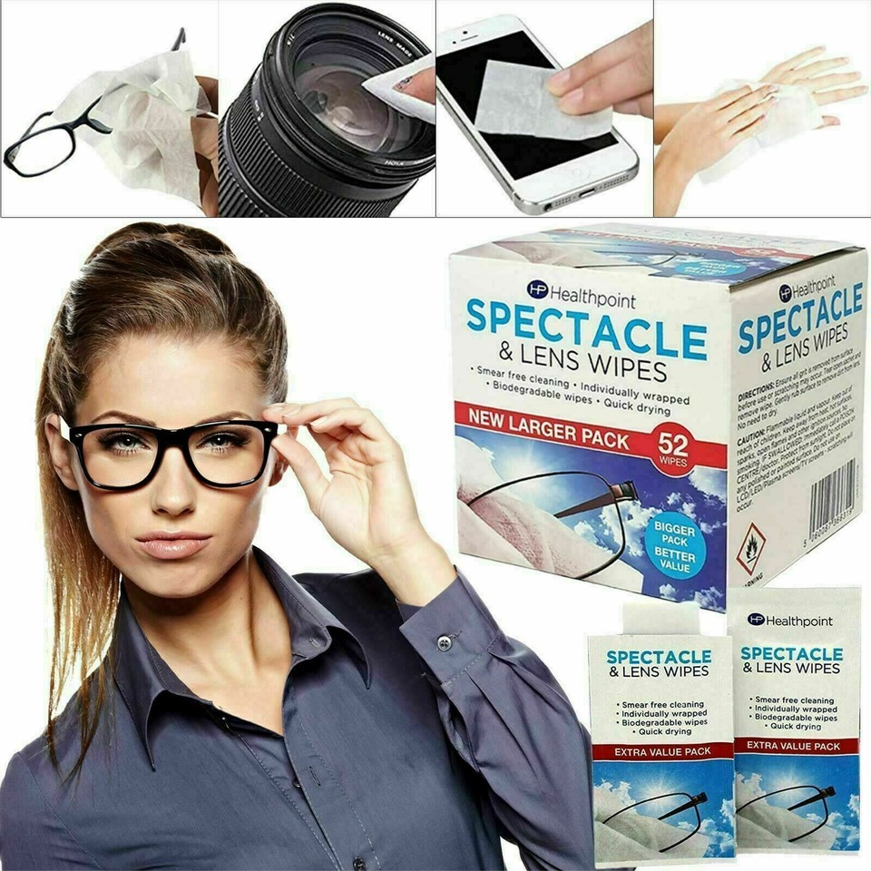 Healthpoint Spectacle and Lens Cleaning Wipes, Pack of 52 Wipes x 6 ...
