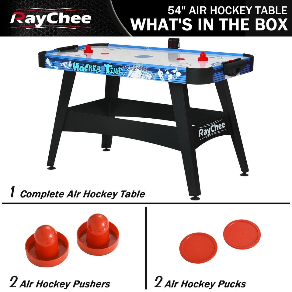 54" Air-Powered Hockey Table Sport Hockey Game Pushers Pucks Electronic ...