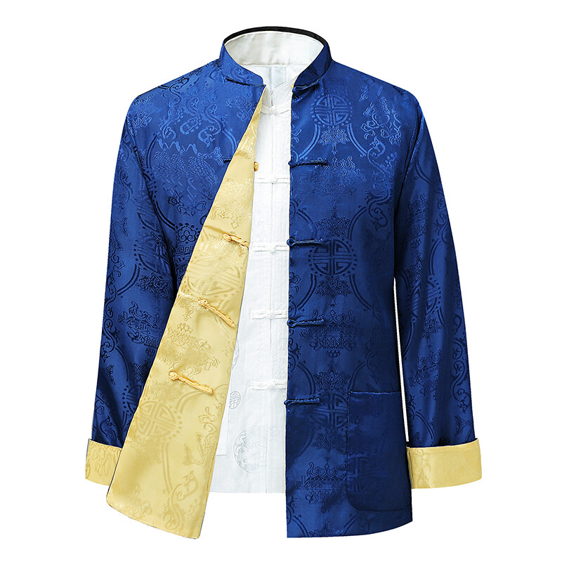 Mens Traditional Chinese Tang Suit Jacket Reversible Bruce Lee Kung Fu ...