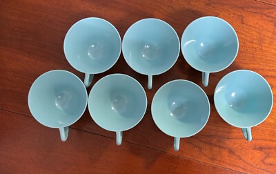 Vintage Aqua Blue/Turquoise Melamine MCM 7 Coffee Tea Cups | eBay