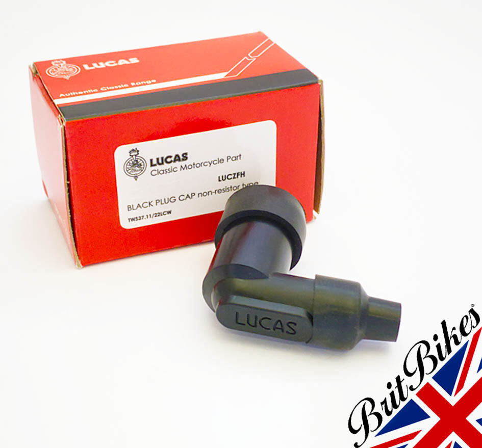 LUCAS LZFH BLACK SPARK PLUG CAP NON RESISTOR TYPE - BSA NORTON TRIUMPH ...