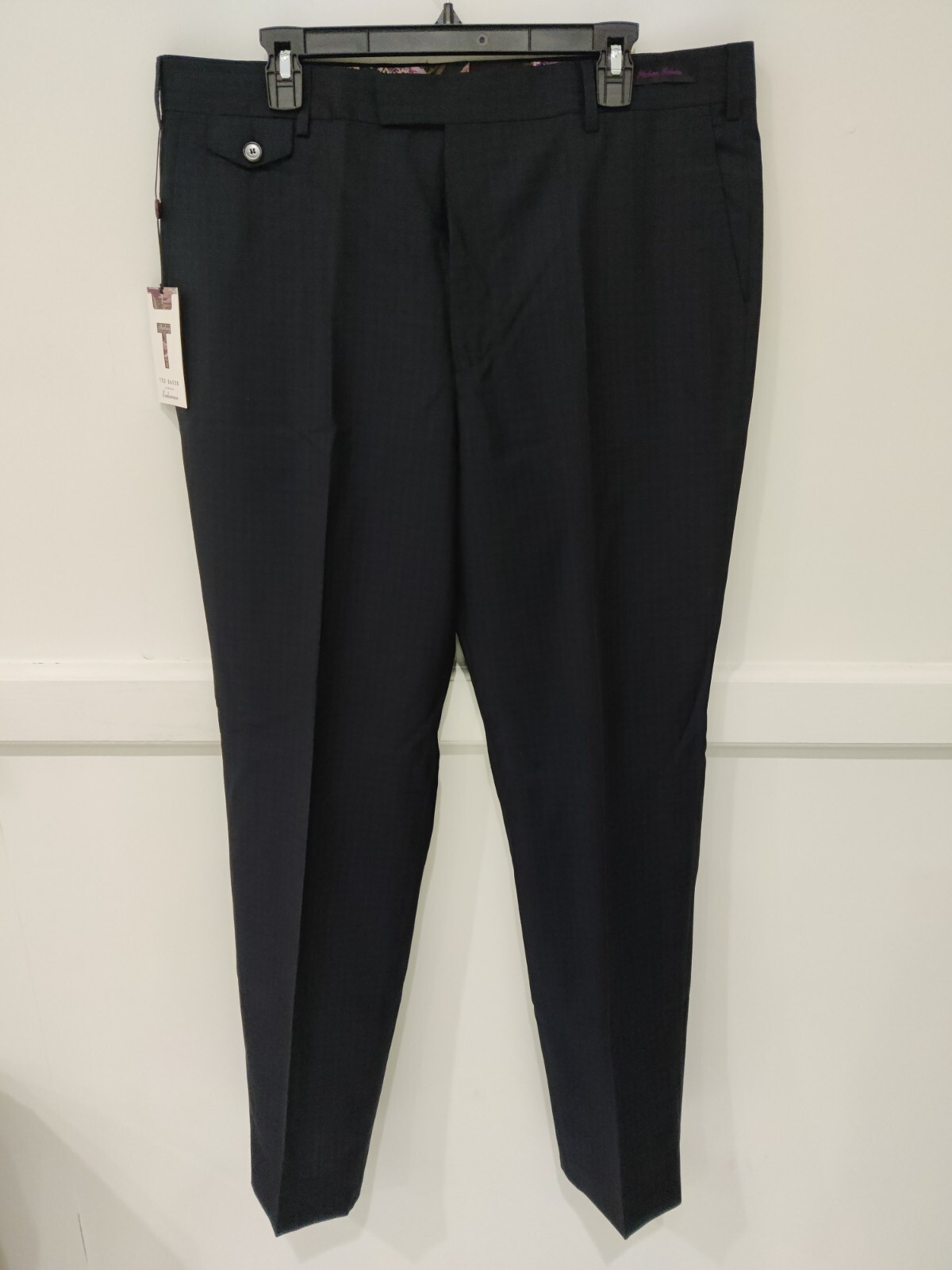 NWT Ted Baker London Men MARKLET Sterling Wool Checked Pants Navy 38L ...