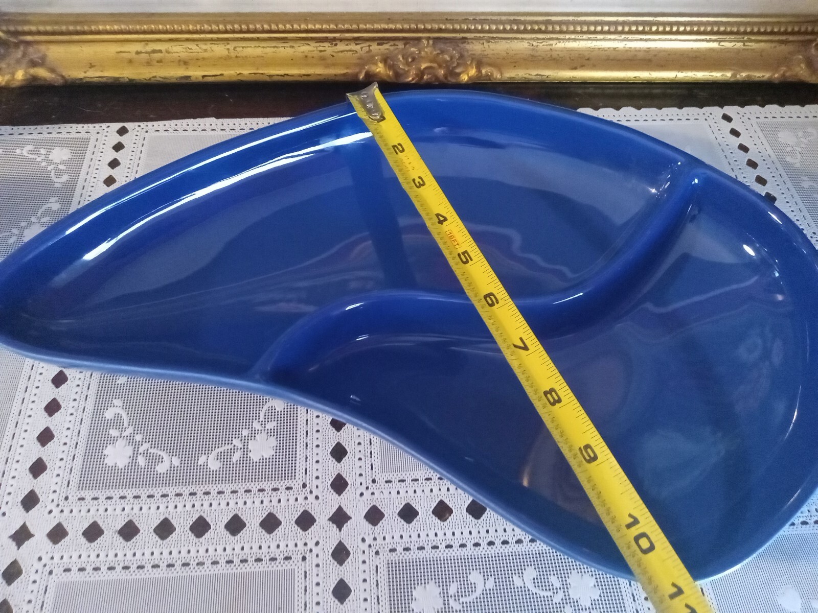 Appolia Pottery France Large Art Deco Cobalt Blue Divided Serving Dish ...