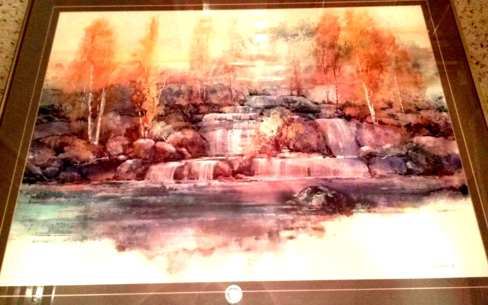 ADIN SHADE "FALLS AT DESERT MESA" WATERCOLOR PRINT FRAMED & MATTED ...