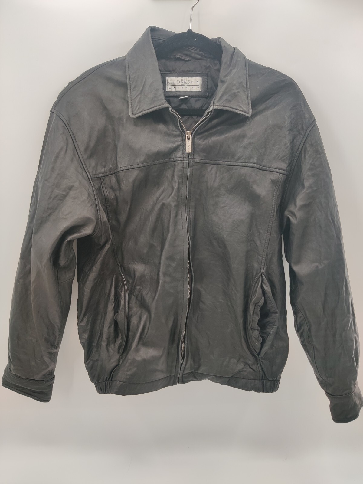 Vintage Chereskin Exterior Jacket Black Leather Collared Zip Insulated ...
