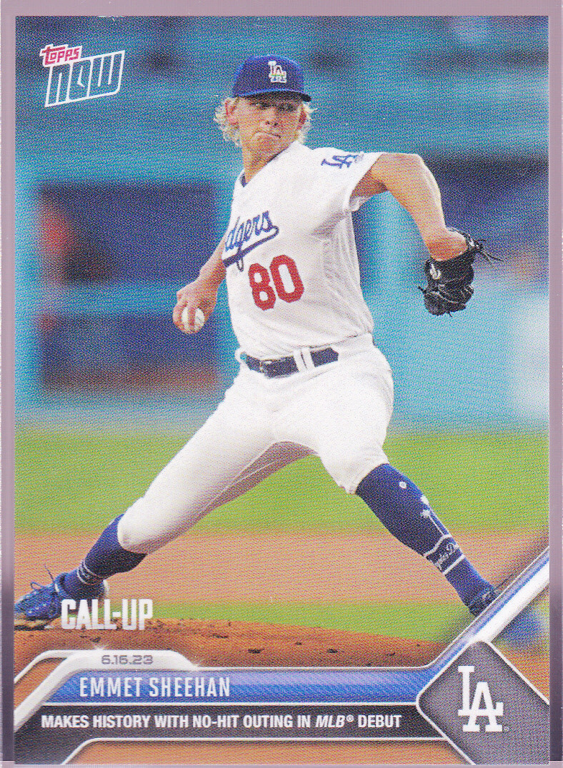 Emmet Sheehan Dodgers Rookie 2023 Topps Now #454 1st Win Historic No ...